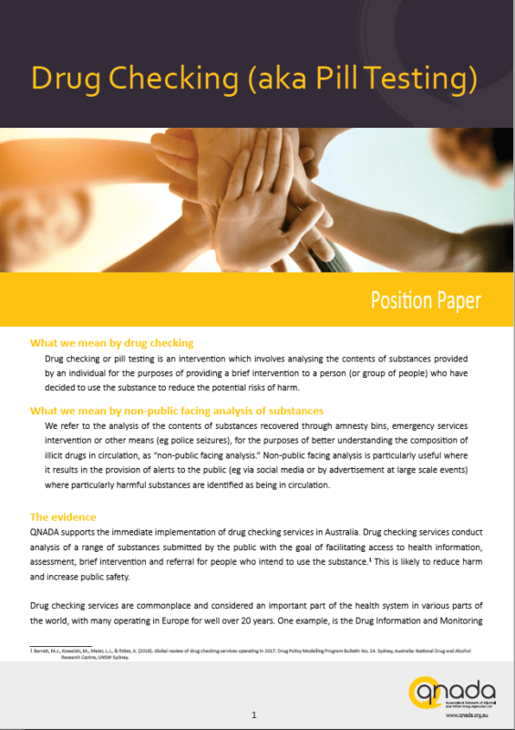 Pill Testing for Queensland (PT4Q) - QNADA