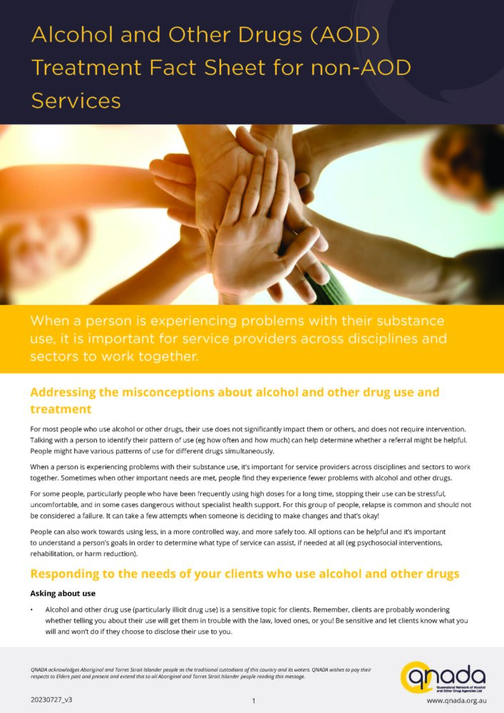 Refreshed resource - Alcohol and Other Drugs (AOD) Treatment Fact Sheet ...